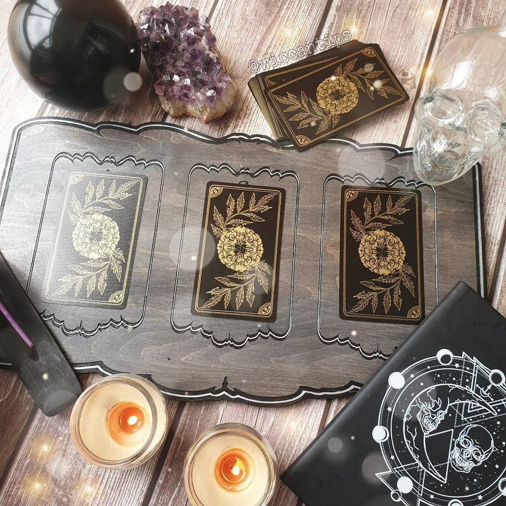 Tarot Board Three Card Spread- Gray wood