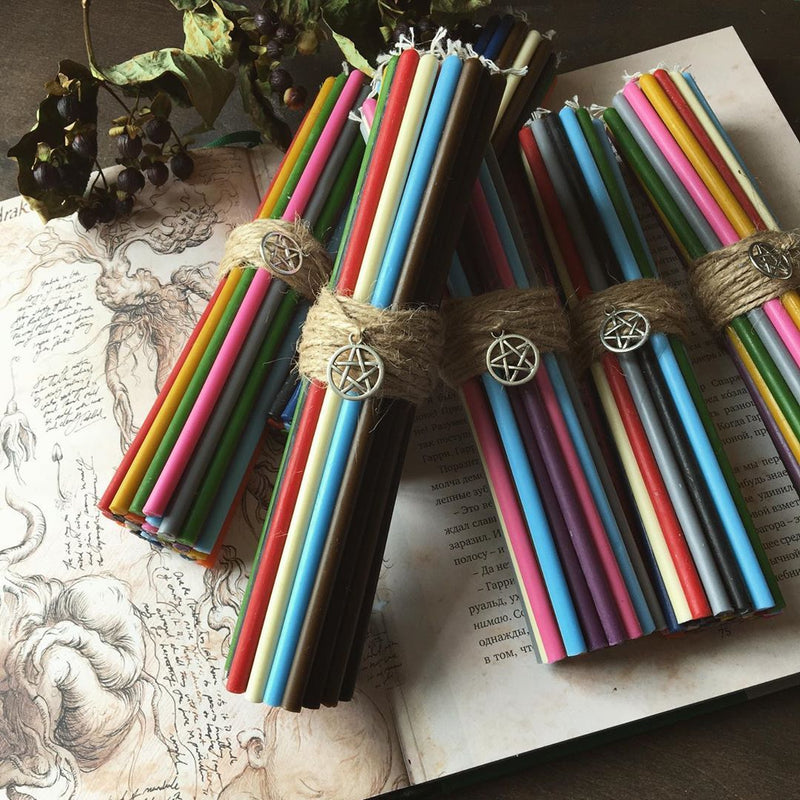 Rainbow beeswax candles