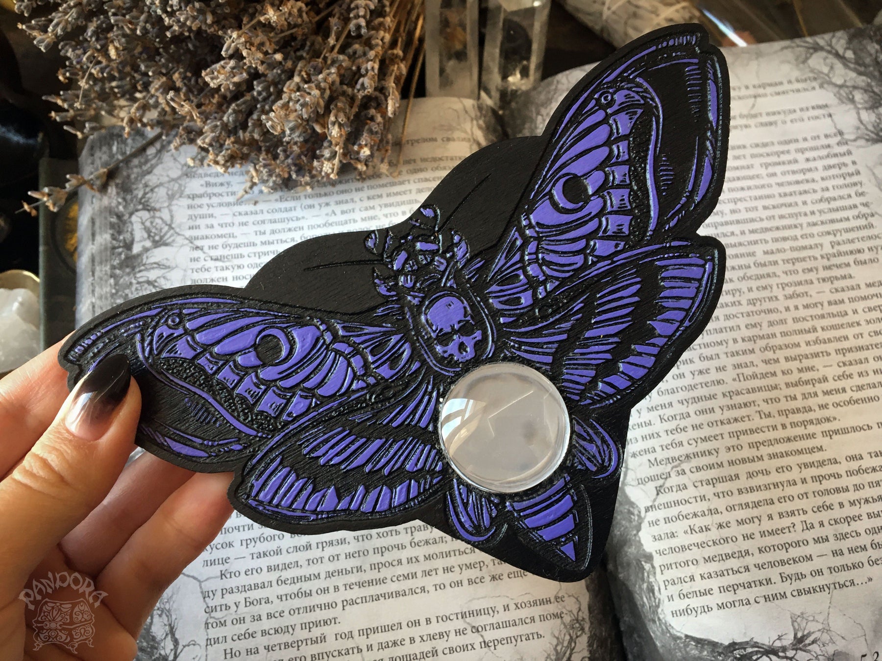 Planchette - Black and Violet Death's head moth